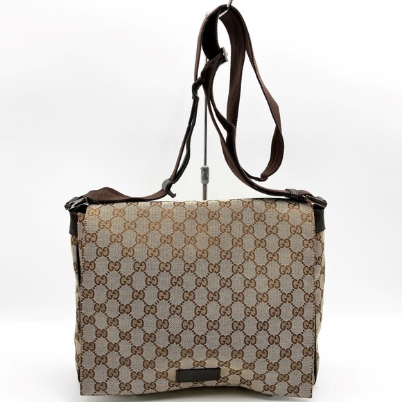 Gucci | Bags | Gucci Gg Pattern Shoulder Bag Crossbody Beige X Brown ...